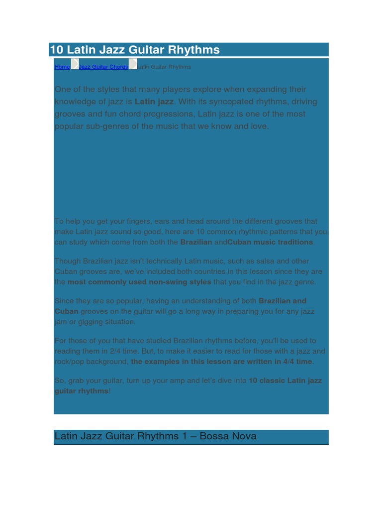 10 Latin Jazz Guitar Rhythms | PDF | Jazz | Rhythm