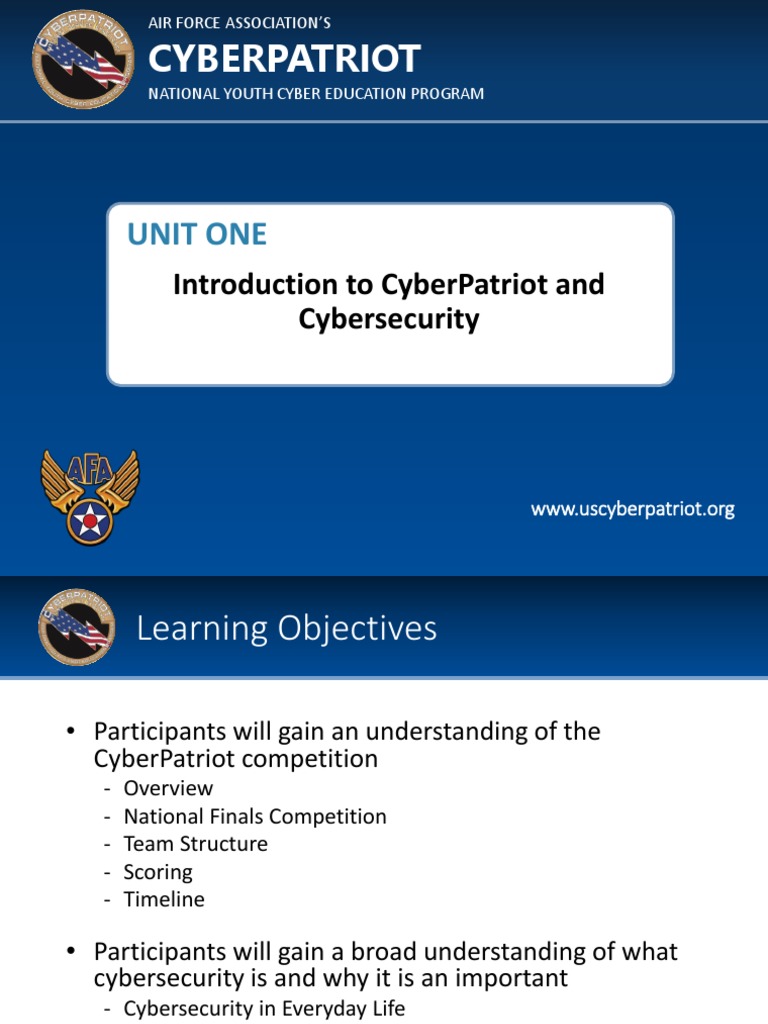 Unit 1 - Introduction To Cyberpatriot and Cybersecurity | PDF ...