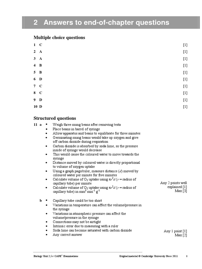 Biology For CAPE Unit 2 Chapter 2 Answers | PDF | Adenosine ...