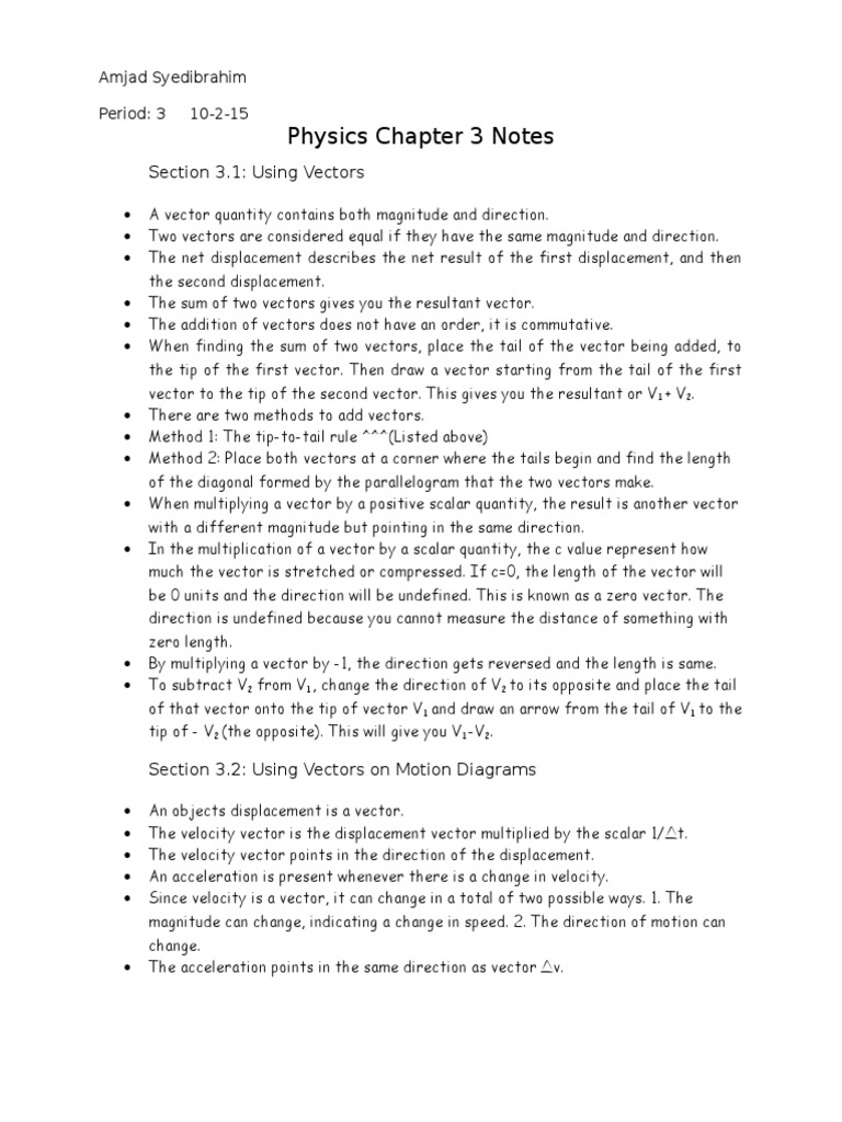 Chapter 3 Vectors and Motion in Two Dimension | PDF | Euclidean Vector | Acceleration