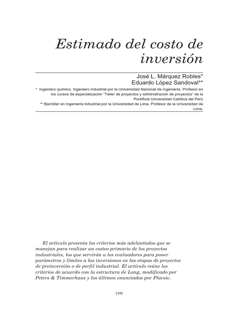 Costos de Inversion | PDF | Acero | Agua