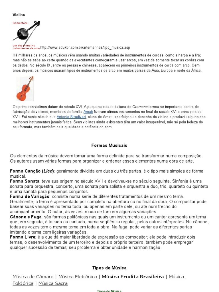 Violino Formas Musicais | PDF