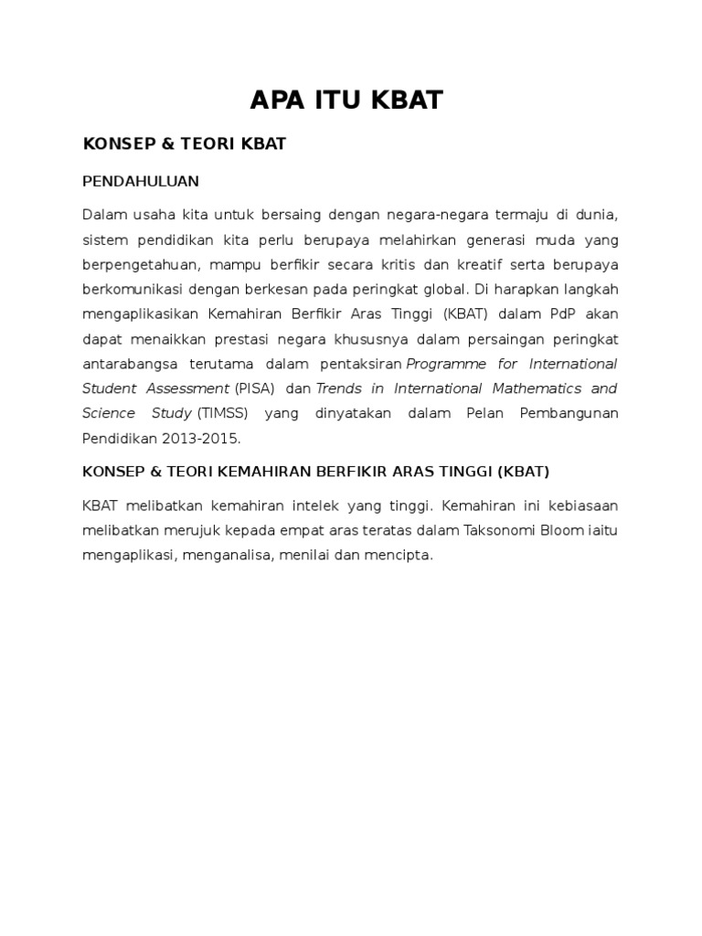 Apa Itu Kbat | PDF