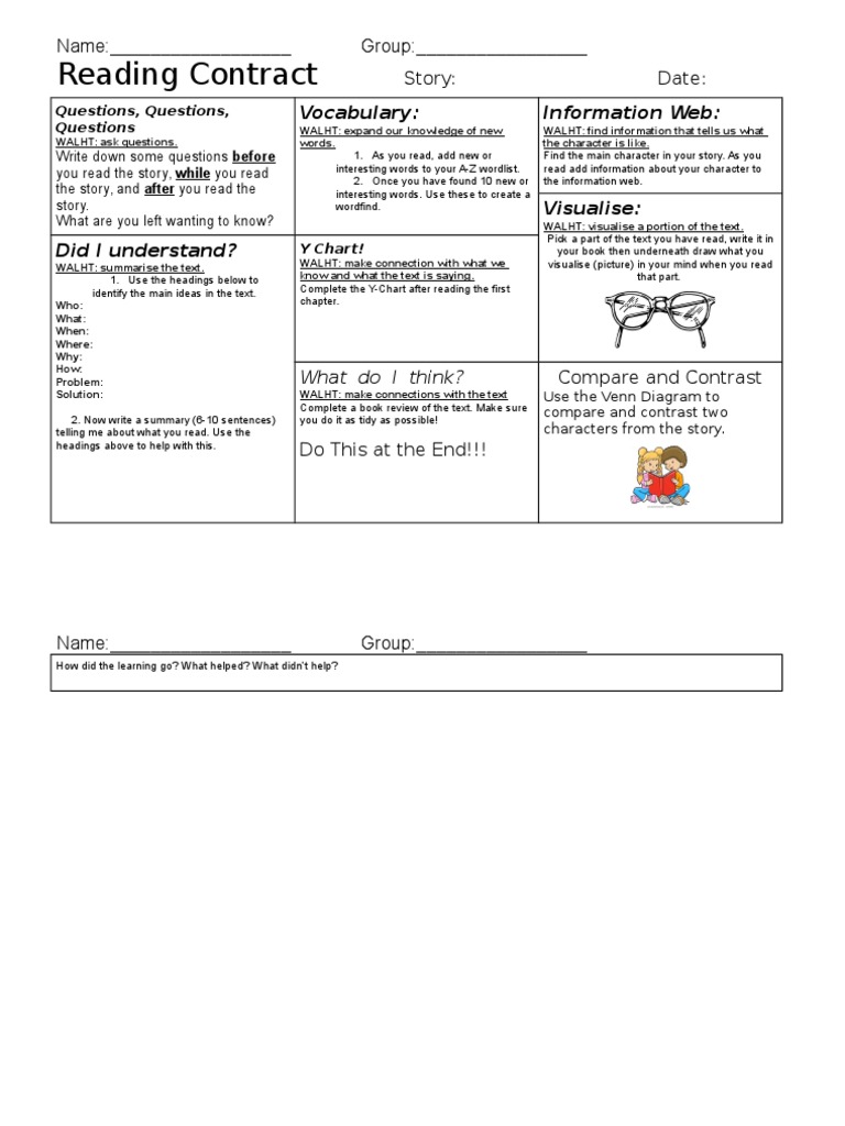 Reading Contract: Vocabulary: Information Web | PDF | Cognition ...