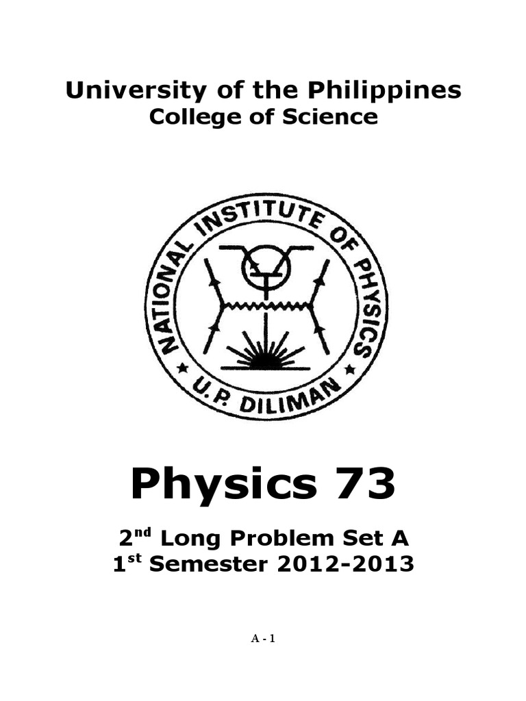 UP College of Science Physics 73 Problem Set A | PDF | Electronvolt | Momentum