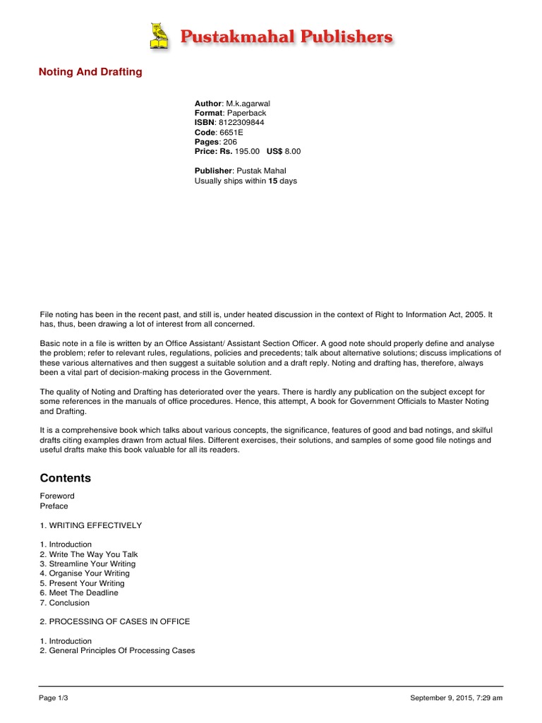 Pustakmahal Noting and Drafting | PDF