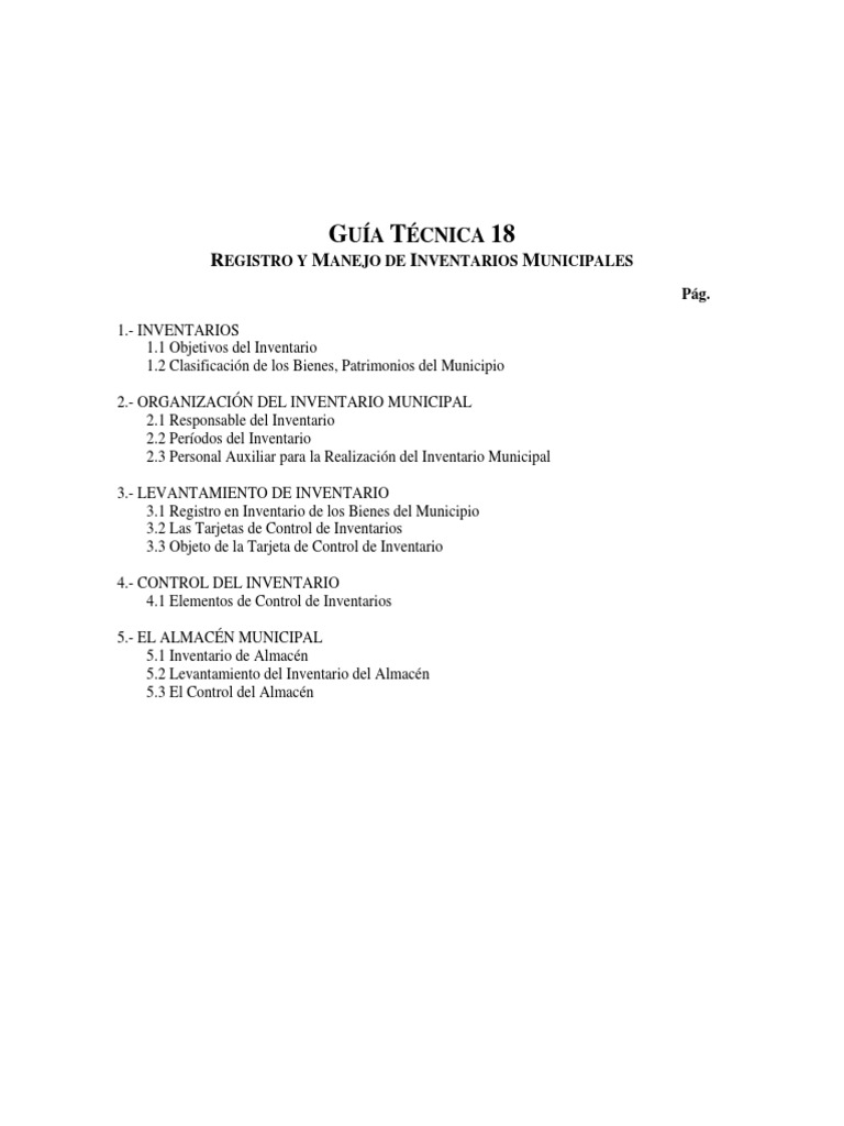 Guia18 El Registro y Manejo de Inventarios Municipales | PDF | Inventario | Bienes
