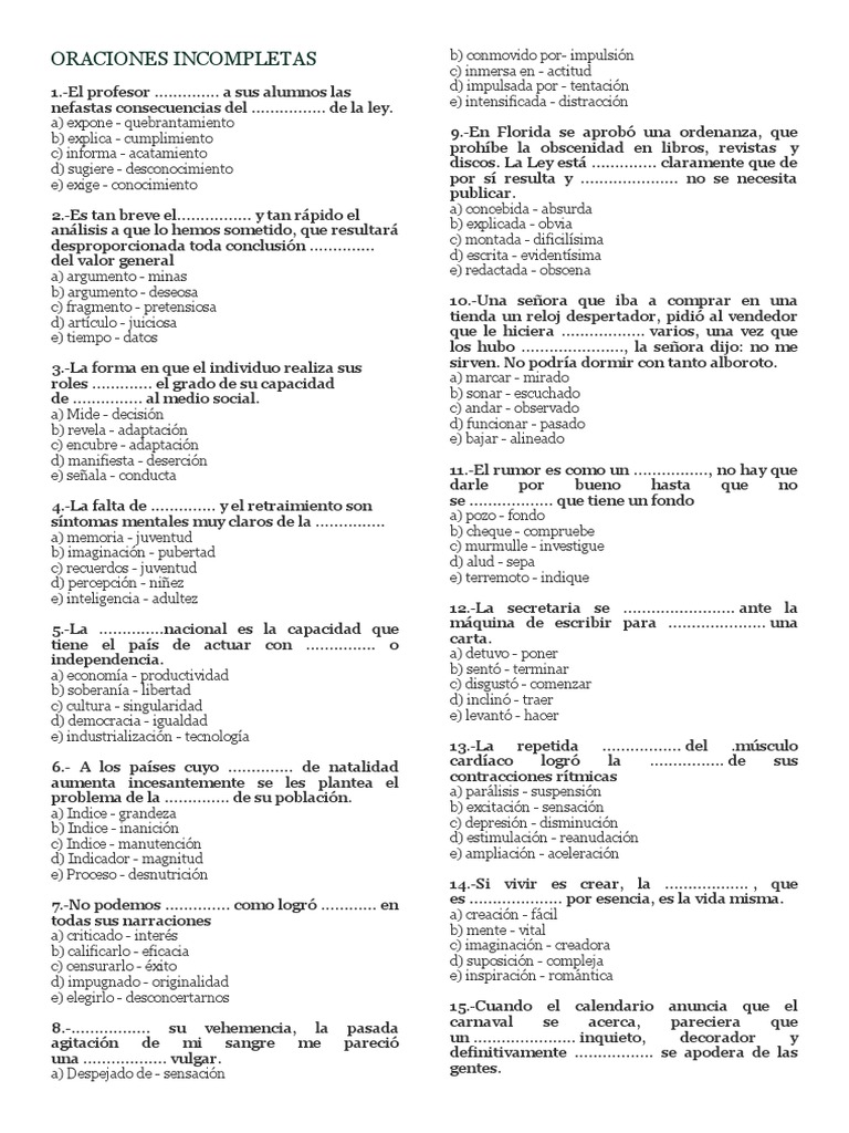 Oraciones Incompletas | PDF | Science | Ciencia filosófica