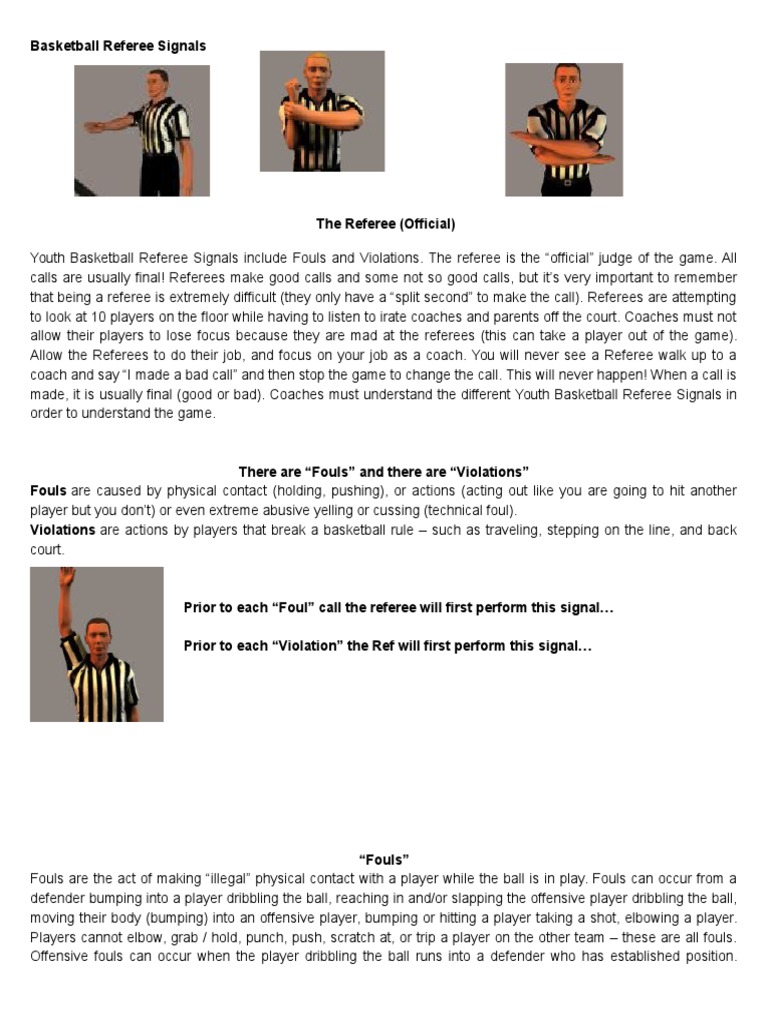 Hand Signals On Basketball | PDF | Games Of Physical Skill | Leisure