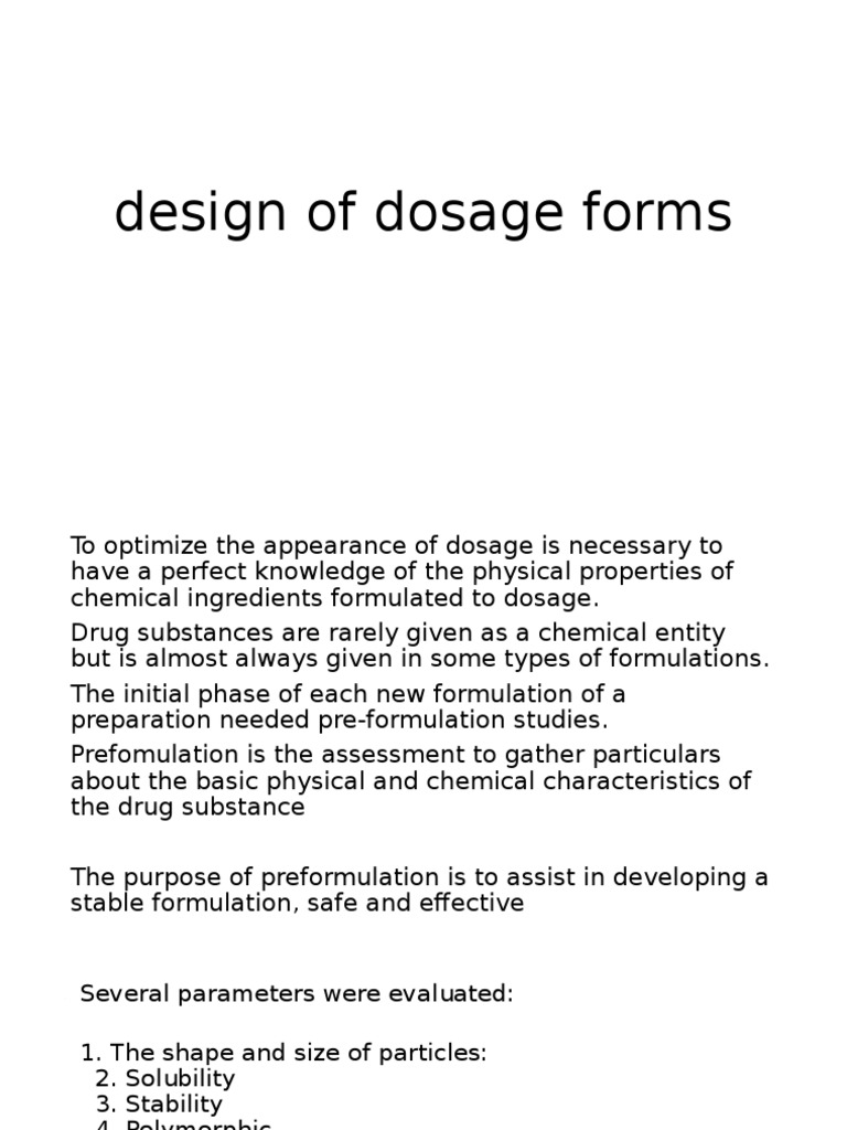 Dosage Form Design and Stability Factors | PDF | Solubility ...