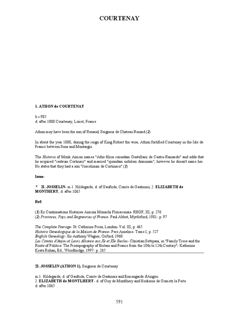 Courtenay Genealogy | PDF | French Noble Families | French Nobility
