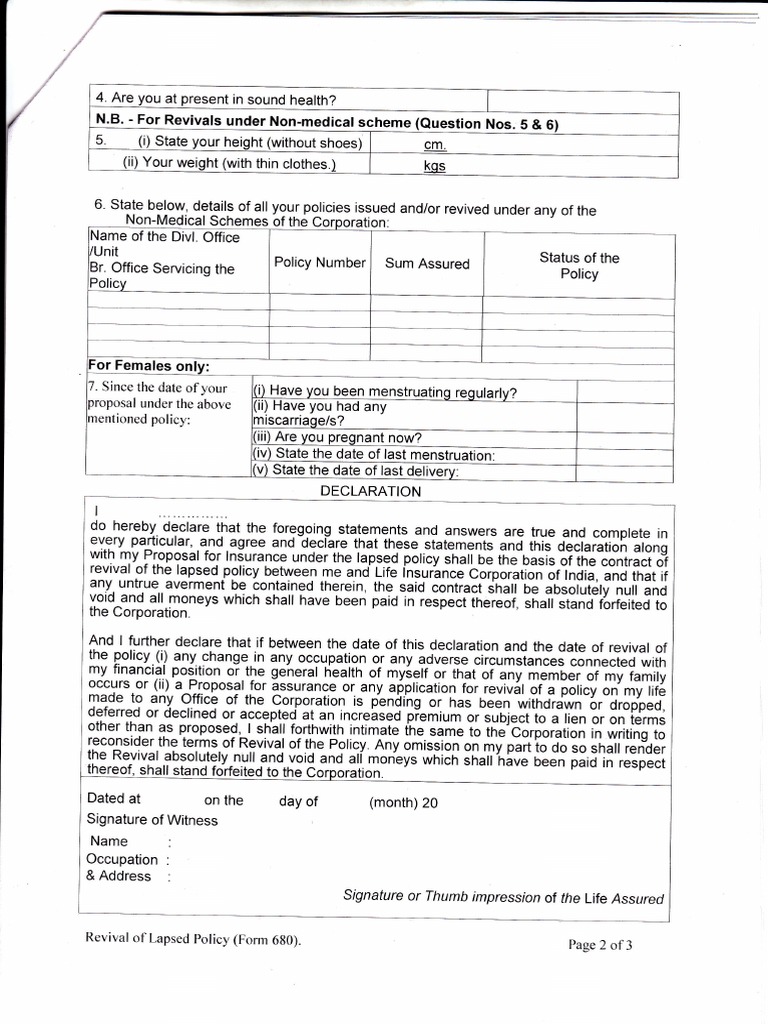LIC Form 680 | PDF | Government | Common Law