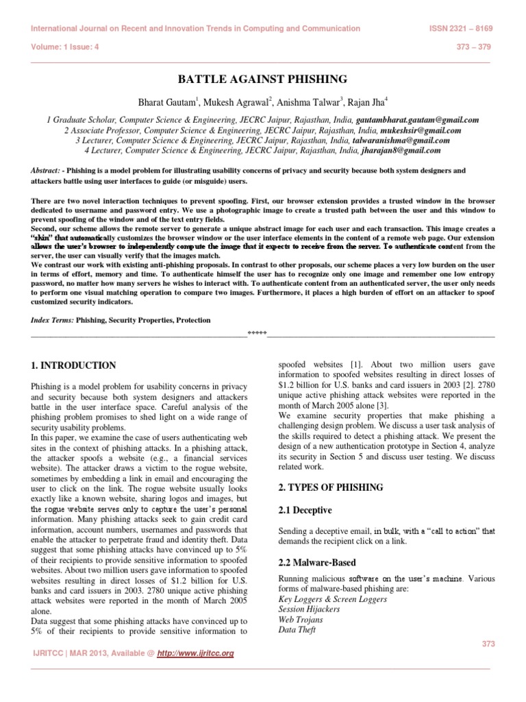 Battle Against Phishing | PDF | Phishing | Password