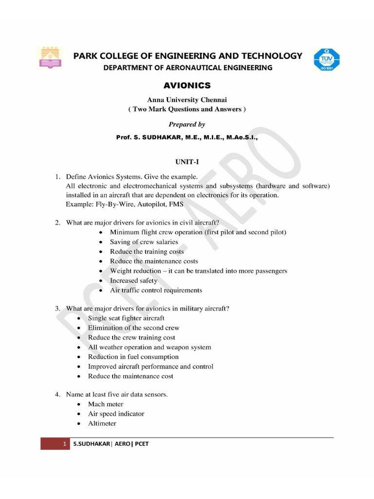 Avionics Questions and Answers | PDF | Aerospace | Science