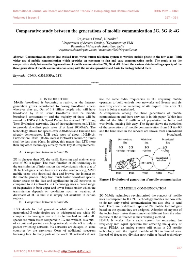Comparative Study Between The Generations of Mobile Communication 2G ...