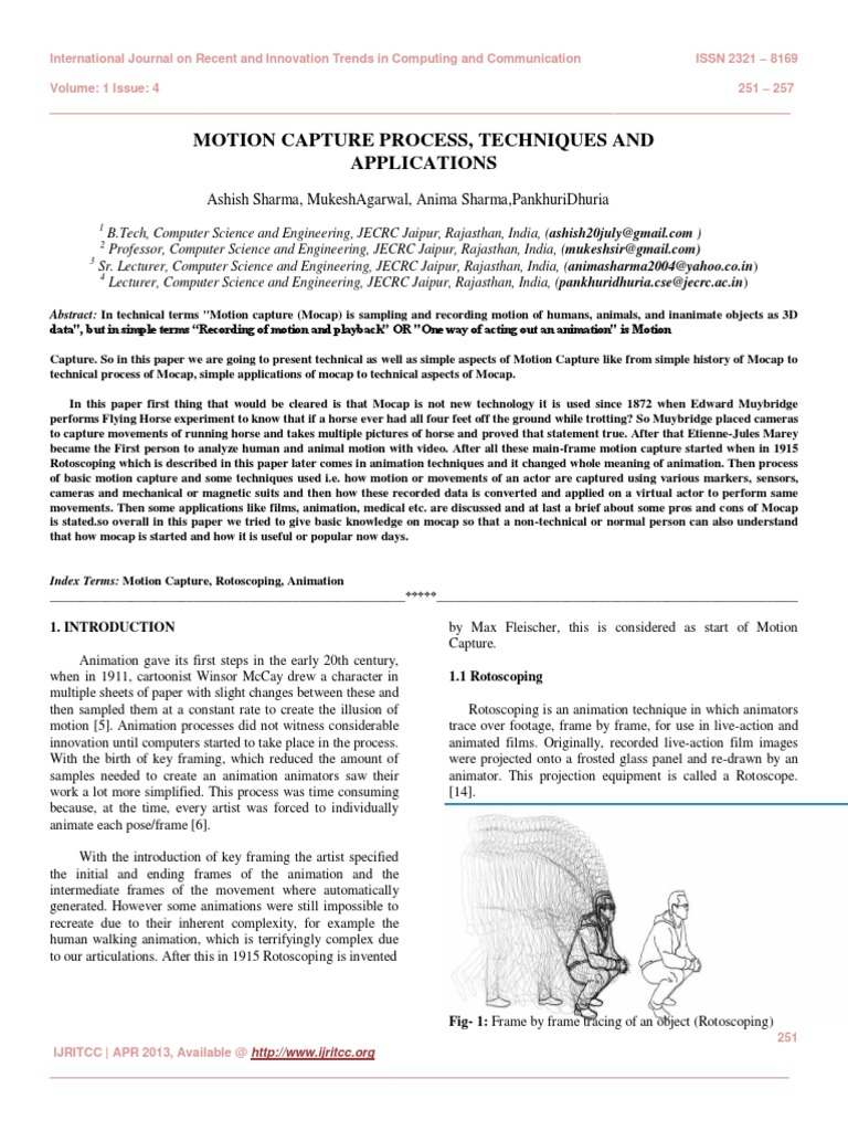 Motion Capture Process, Techniques and Applications | PDF | Animation ...