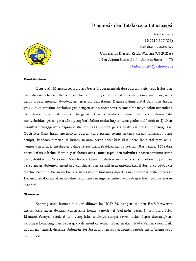 Diagnosis Dan Tatalaksana Intususepsi | PDF