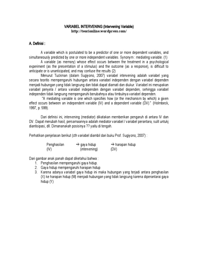 Variabel Intervening (Intervening Variable) | PDF