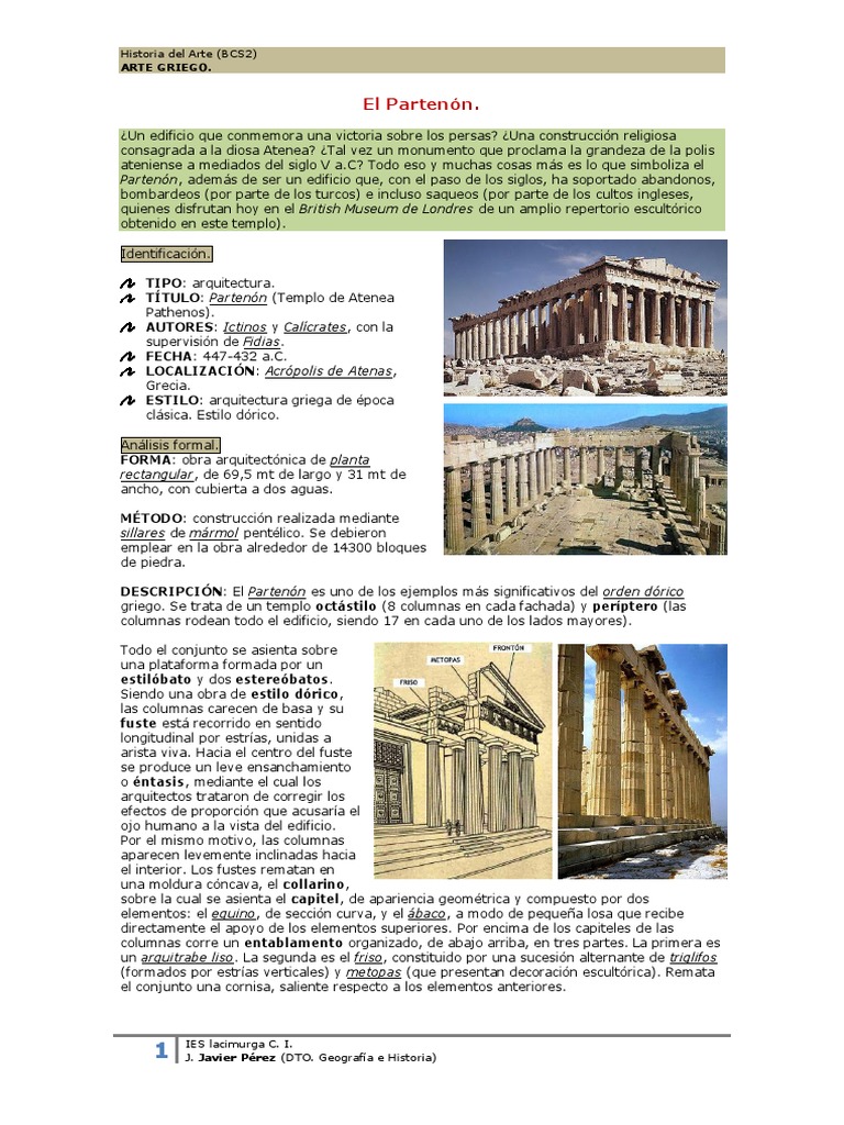 Análisis arquitectónico del Partenón | PDF | Diseño arquitectonico ...