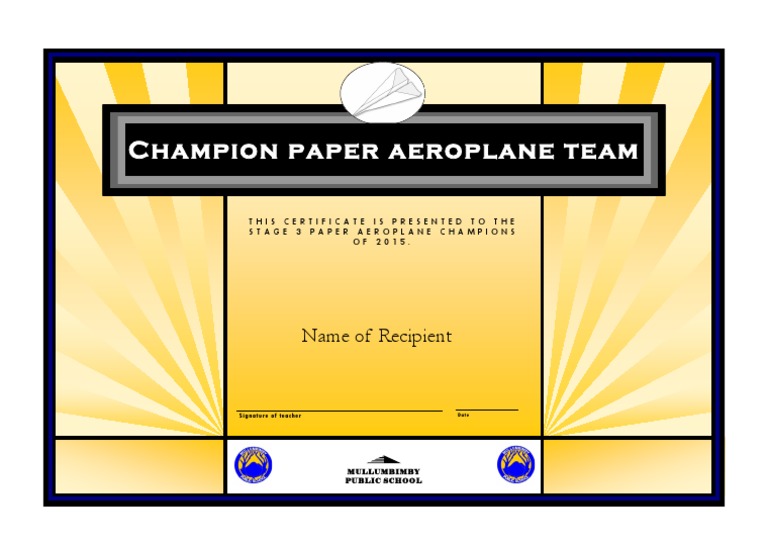 2015 Paper Airplane Champions Certificate | PDF