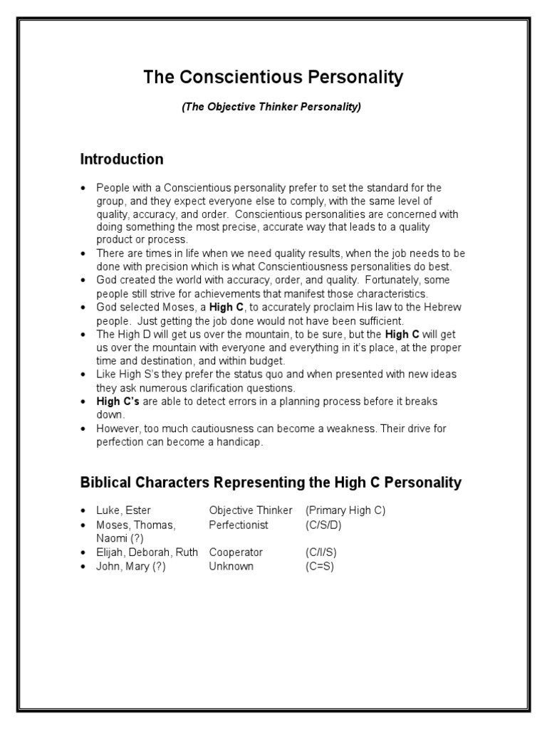 Understanding the Conscientious Personality | PDF | Intellectual ...