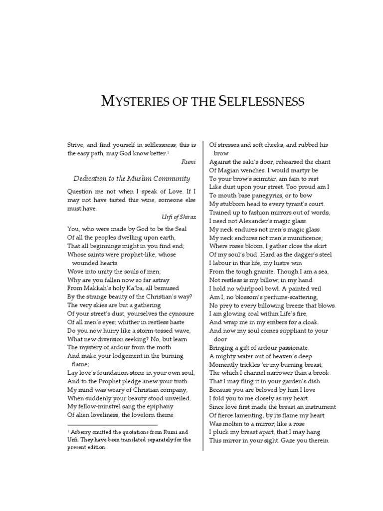 Mysteries of The Selflessness | PDF | Muhammad | God