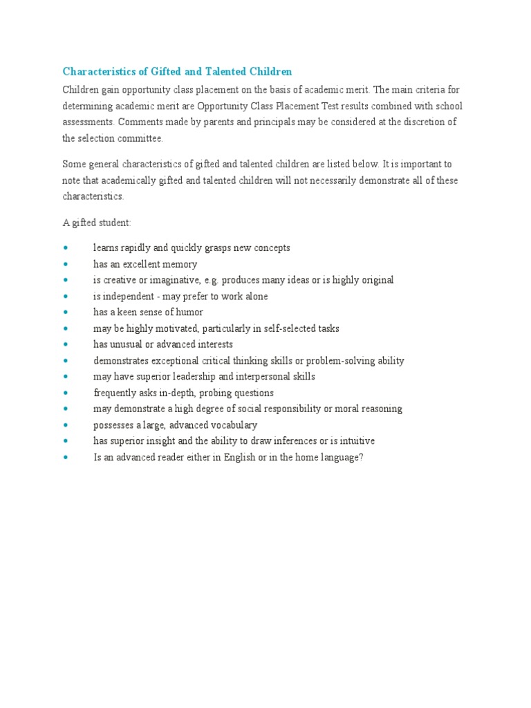 Gifted and Talented Children | PDF