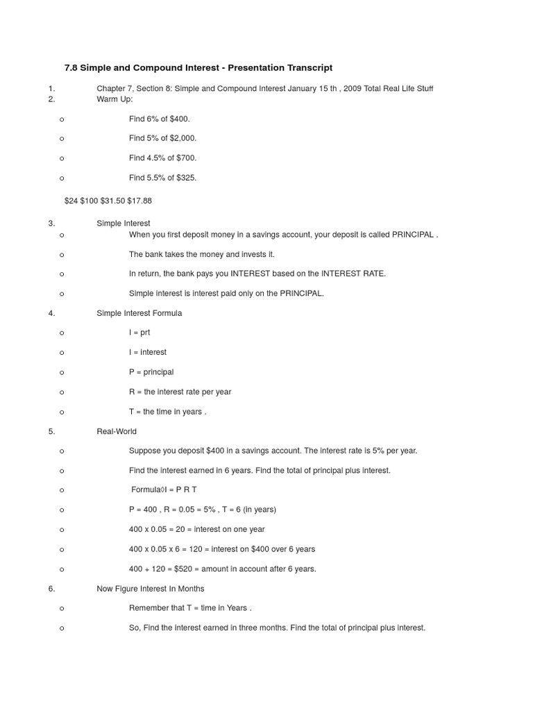 Simple and Compound Interest | PDF | Compound Interest | Interest