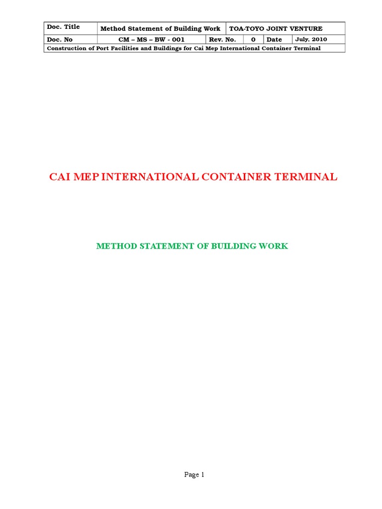 Building Work Method Statement | PDF | Concrete | Deep Foundation