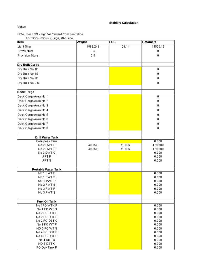 Stability Calculation - General | Ships | Watercraft