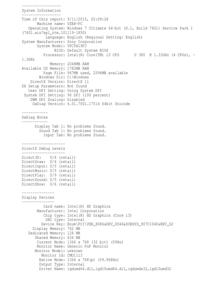 DX Diag | PDF | Computer Engineering | Operating System Families
