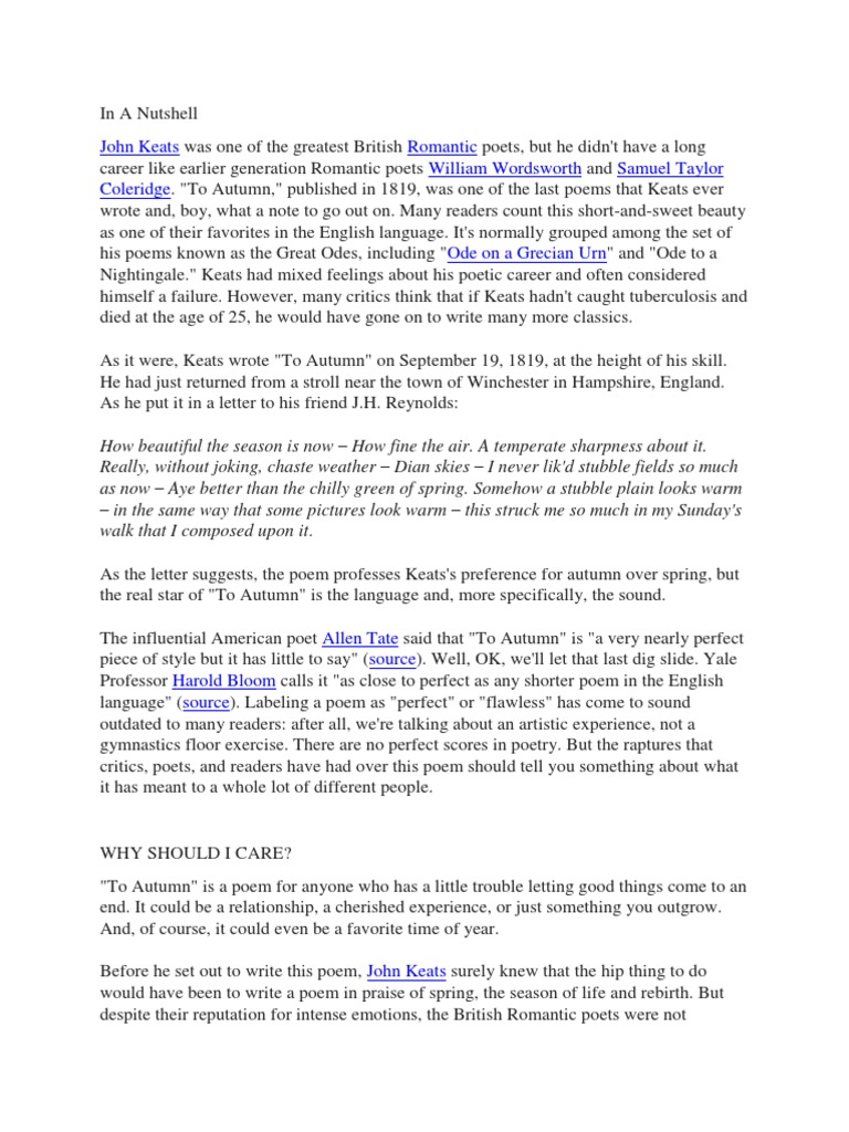 To Autumn | John Keats | Poetry | Free 30-day Trial | Scribd