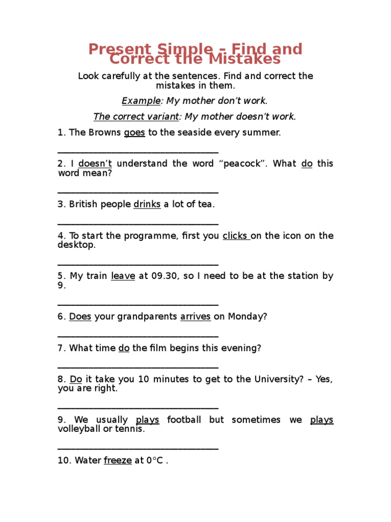 Present Simple Worksheets | PDF