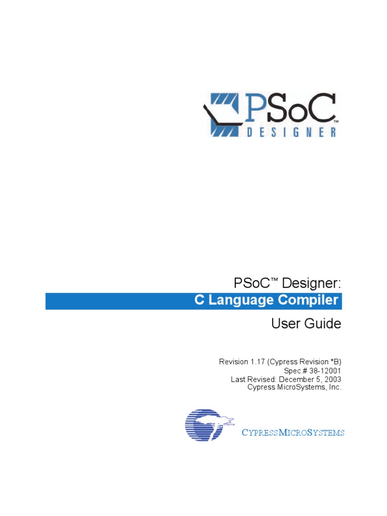 Psoc™ Designer C Language Compiler User Guide Pdf C Programming Language Data Type