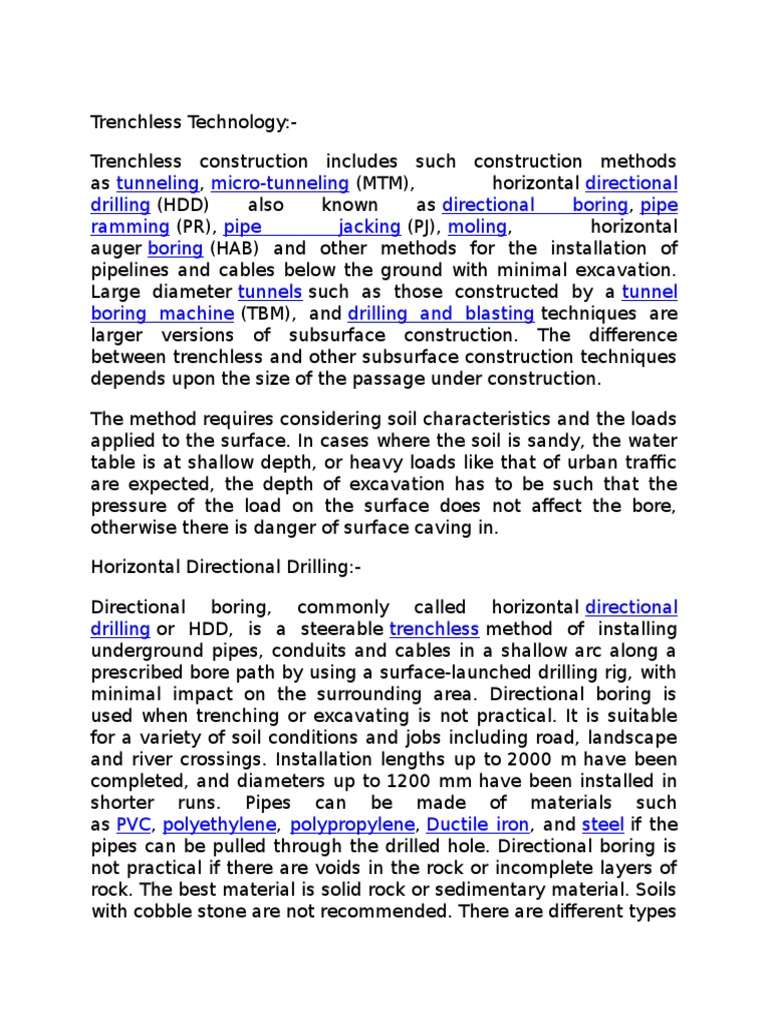 Trenchless Technology | PDF | Civil Engineering | Engineering