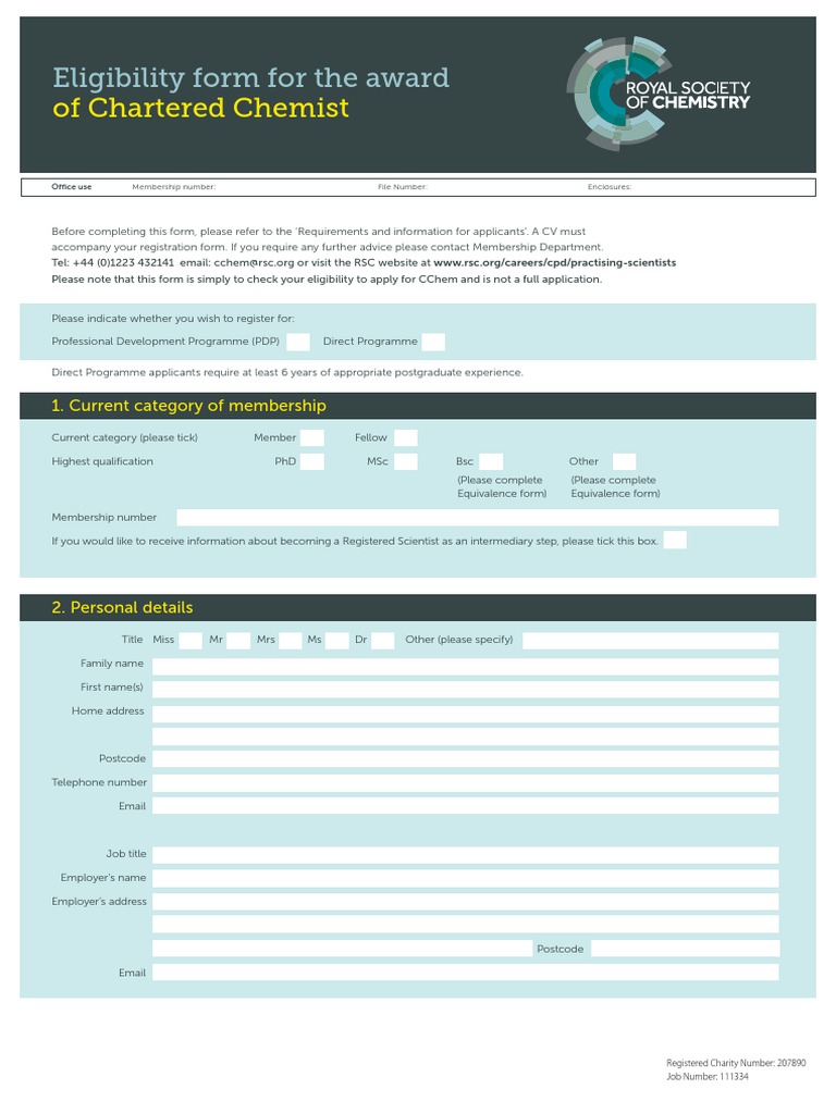 Cchem Eligibility Form RSC | PDF | Payments | Cheque