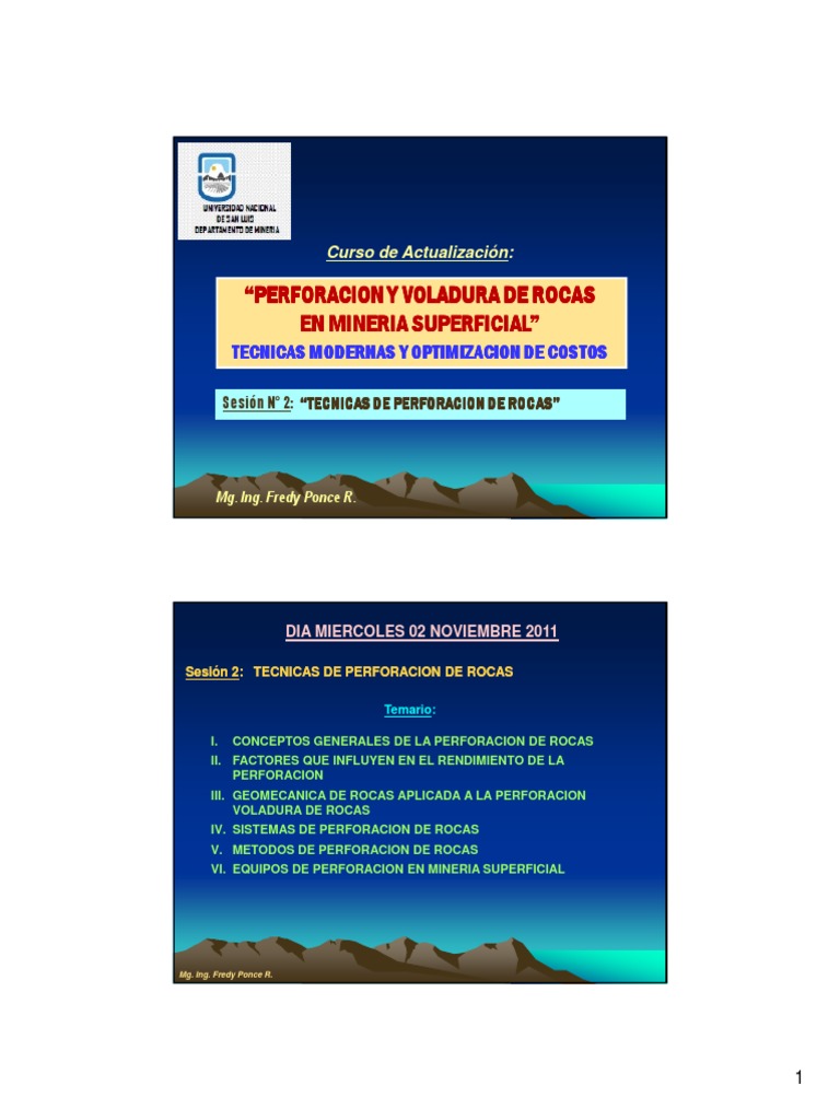 Tecnicas en Perforacion de Rocas en Mineria Superficial | PDF ...