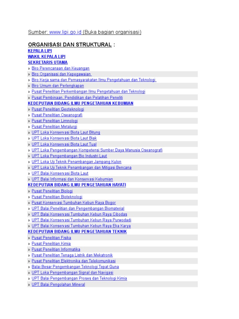 Struktur LIPI | PDF | Sains & Matematika