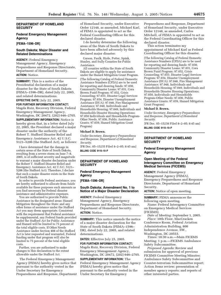 Notice: Disaster and Emergency Areas: Emergency Medical Services ...