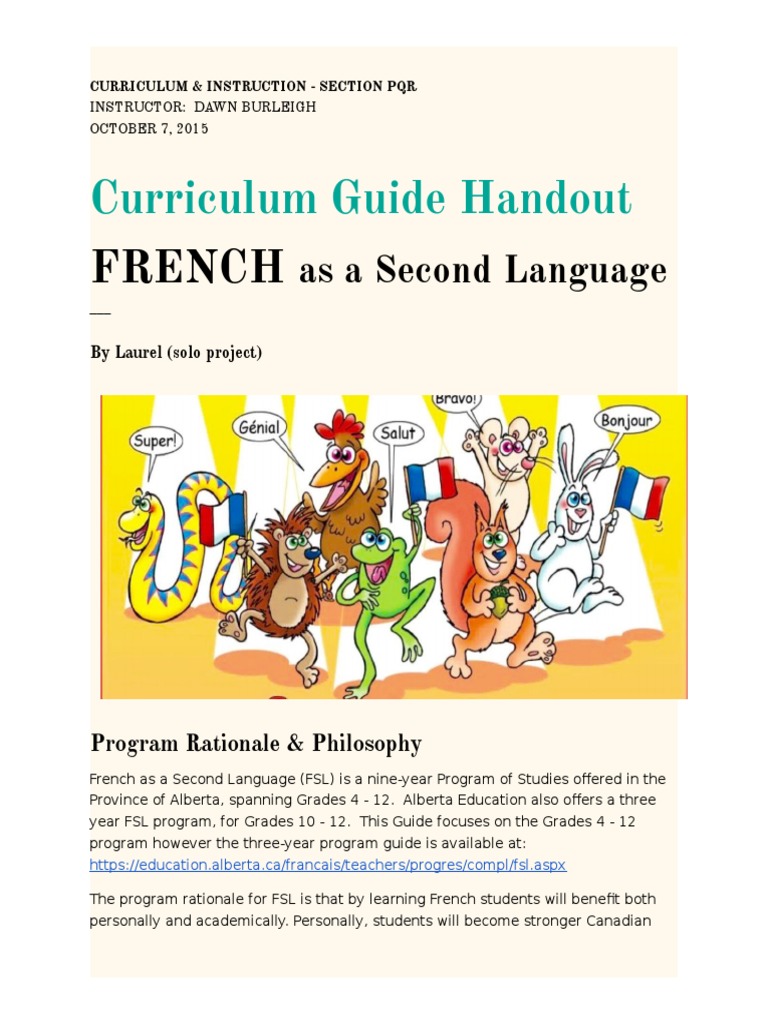 FSL Curriculum Guide: Grades 4-12 | PDF | Reading Comprehension ...