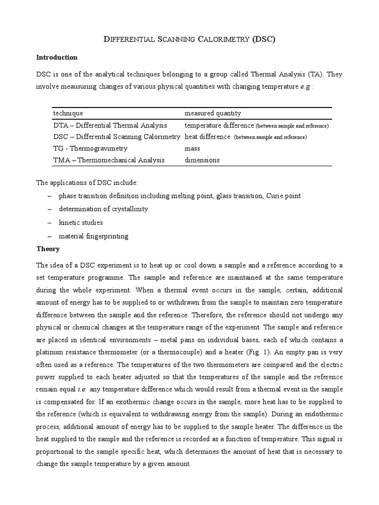DSC - Basics Principle | PDF | Differential Scanning Calorimetry | Heat