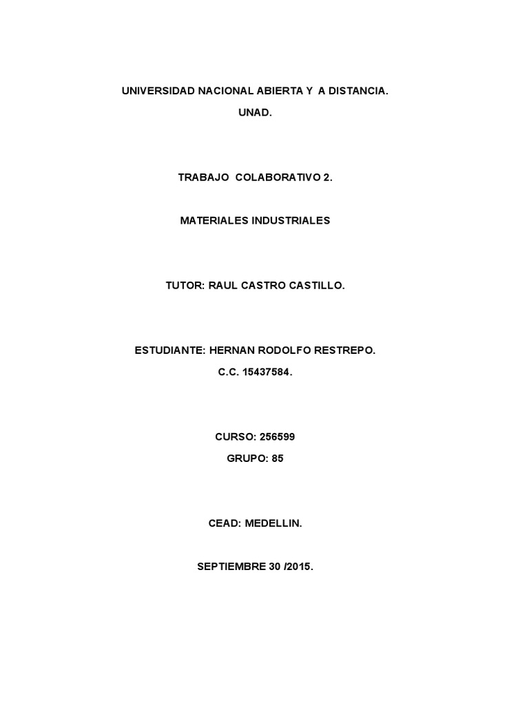 Aporte Punto 6 Hernan Rodolfo Restrepo | PDF | Acero inoxidable | Tungsteno