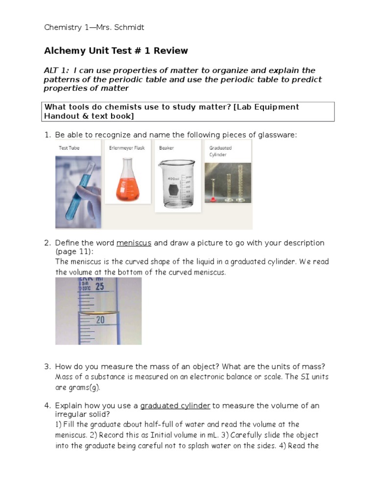 Chemistry Test Review Guide | PDF | Chemical Elements | Periodic Table
