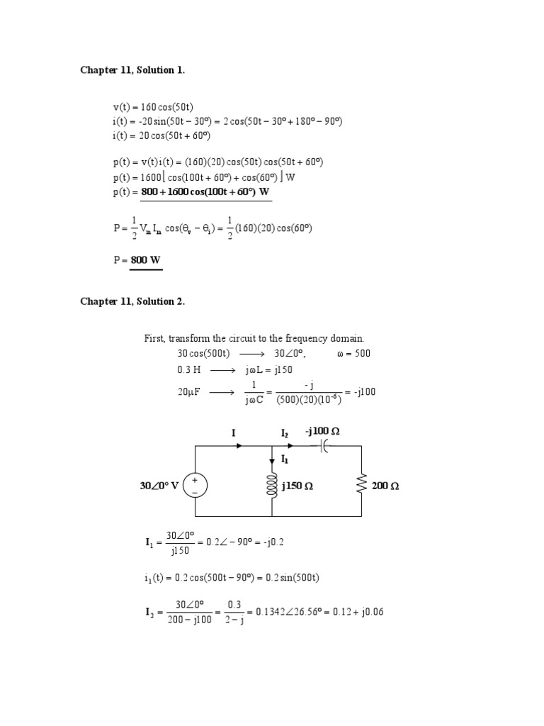 Chapter 11 Electric Circuit Solutions | PDF