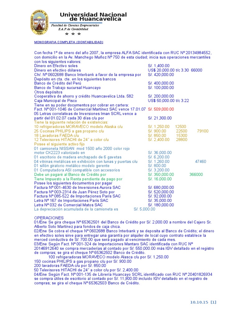 Empresa Alfa S.A.C | PDF | Cheque | Bancos