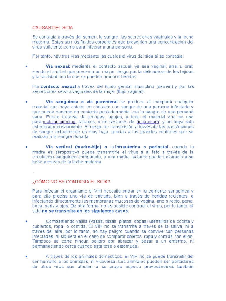 Causas Del Sida | PDF | VIH / SIDA | VIH