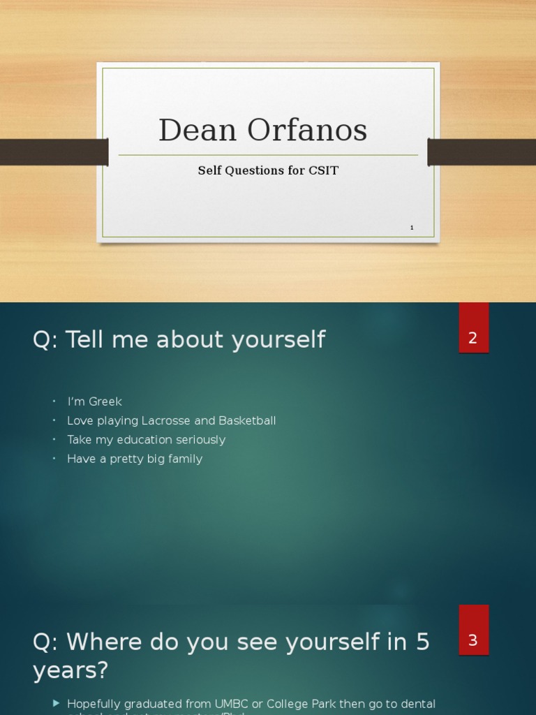 Dean Orfanos Csit Powerpoint 1 | PDF | Self-Improvement | Lifestyle