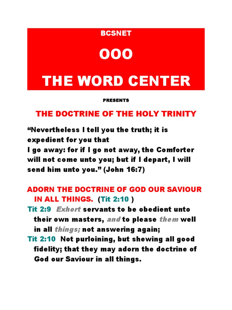 Doctrine of The Trinity | PDF | Trinity | Jesus