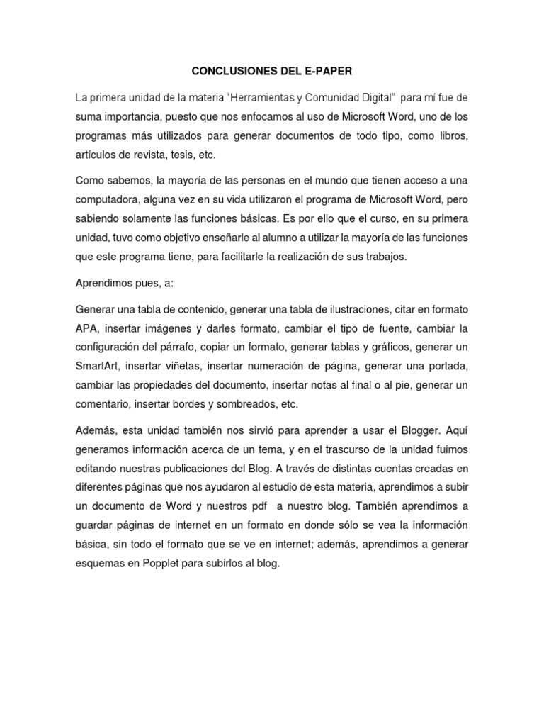 Conclusiones Kevin L | PDF | Informática
