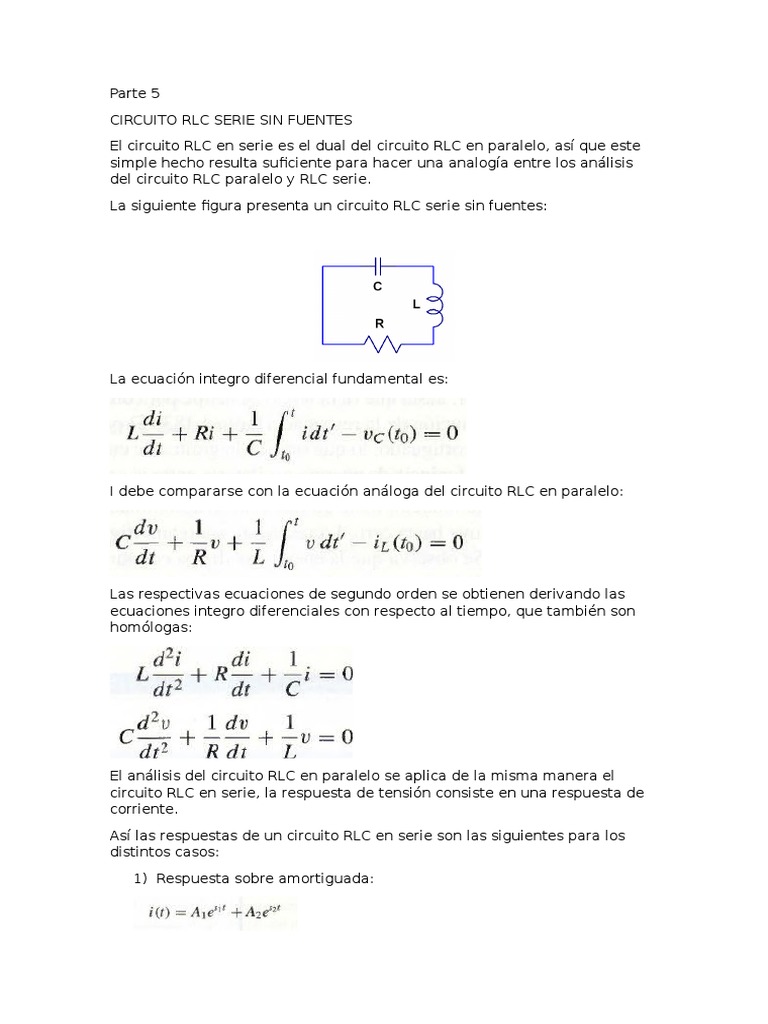 Circuito RLC Serie y Respuesta Completa